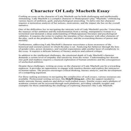 Character Of Lady Macbeth Essay.pdf
