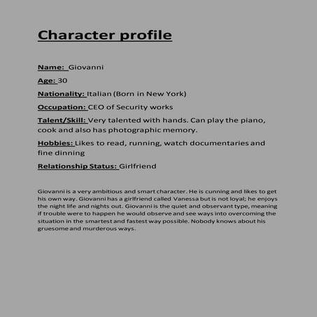 Character profile | DOCX