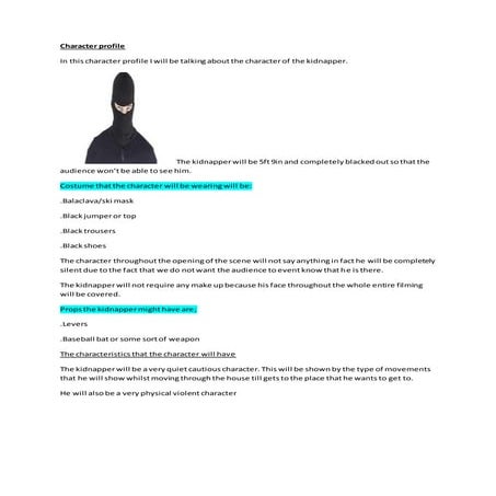 Character profile for media | DOCX