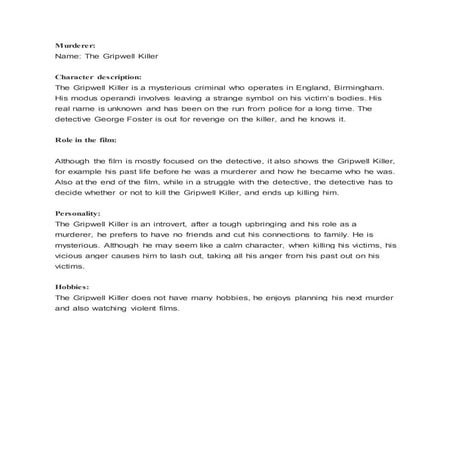 Character profile murderer | DOCX
