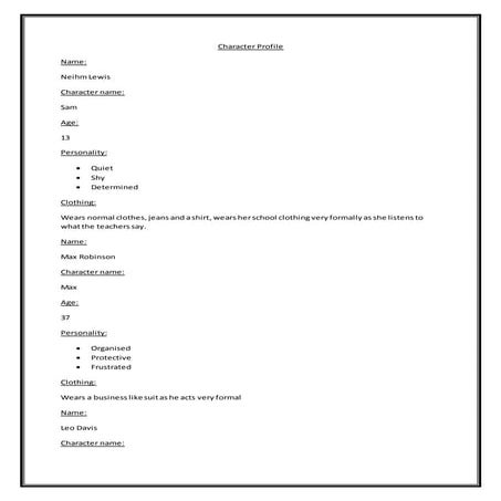 Character profiles | DOCX