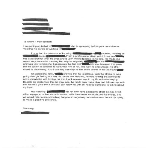 Character Reference Letters for a Pre-Pleading Investigation | PDF