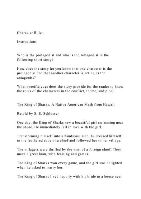 Character RolesInstructionsWho is the Protagonist and who.docx
