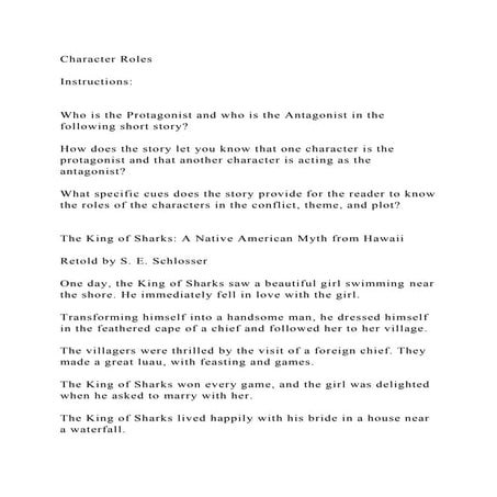 Character RolesInstructionsWho is the Protagonist and who.docx