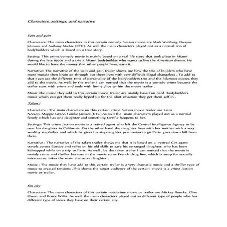 Genre ,Characters, settings, and narrative | DOCX