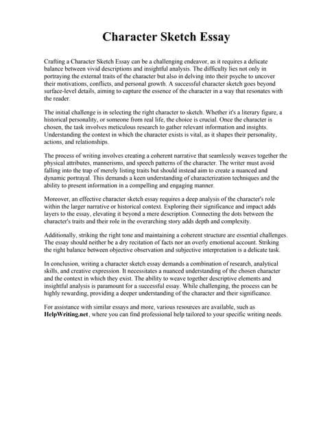 Character Analysis Essay | PDF | Books and Literature