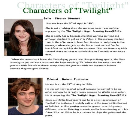 Characters of twilight | DOCX