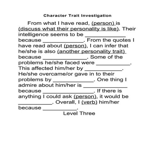 Character trait investigation | DOC