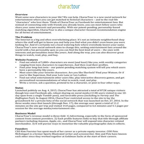 CharacTour One-Pager | PDF