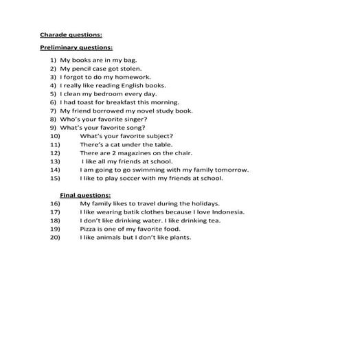 Charade questions | DOCX