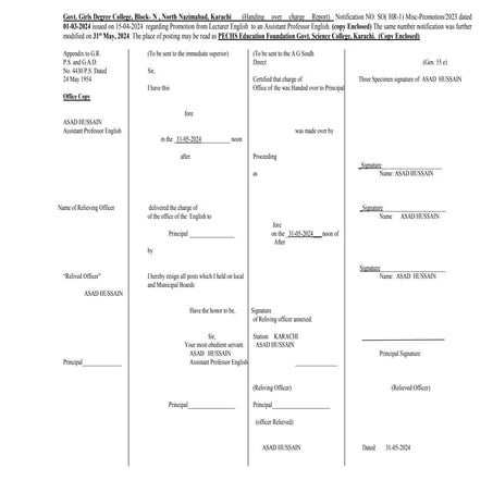 Charge report.doc used while assuming the office | DOC
