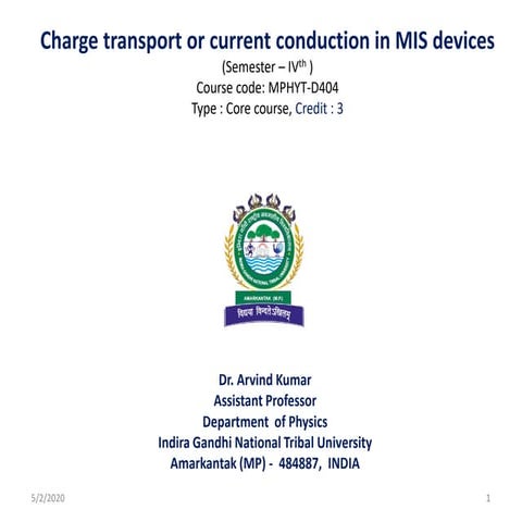Charge transport in mos | PDF