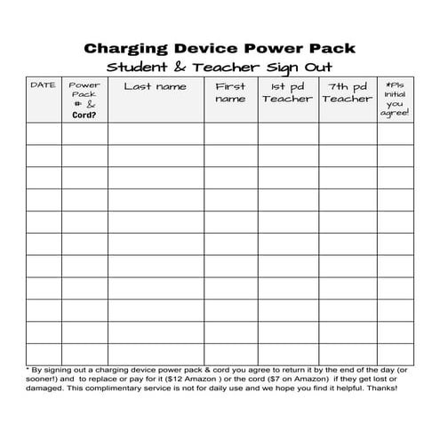 Charging Device Sign Out | PDF