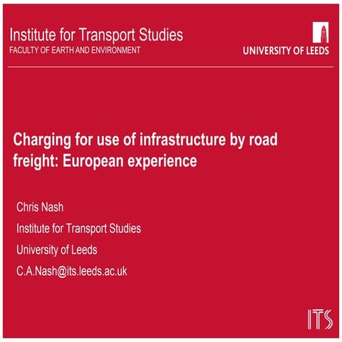 Charging for use of infrastructure by road freight | PDF