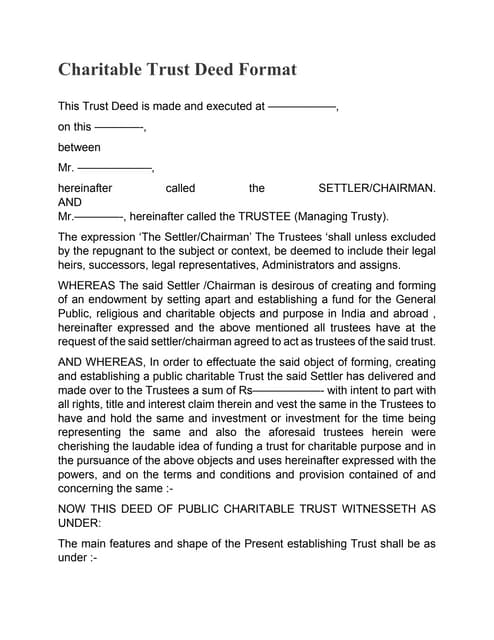 Trust deed for establishment of a temple | DOC | Hinduism | Religion & Spirituality