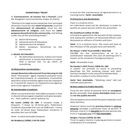 Charitable trust short note 1 | DOCX | Government Support and Welfare ...