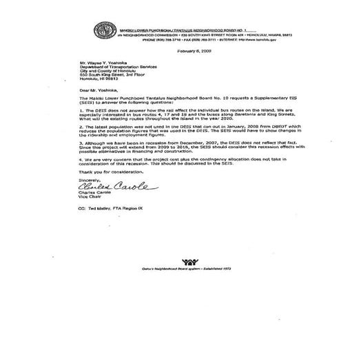 Charles Carole Letter to DTS | PDF