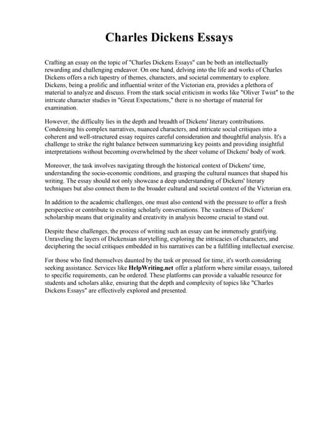 Charles Dickens Essay.pdf | Fiction | Books and Literature