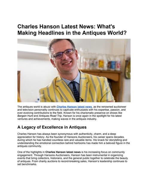 Charles Hanson Latest_ The Antiques Master Continues to Enthrall ...