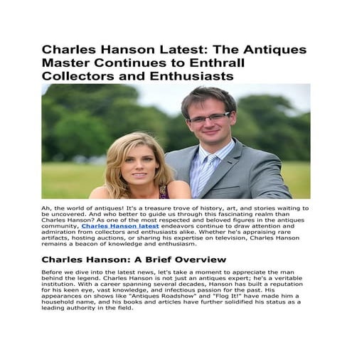 Charles Hanson Latest_ The Antiques Master Continues to Enthrall ...