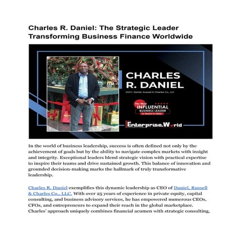 Charles R. Daniel_ The Strategic Leader Transforming Business Finance ...