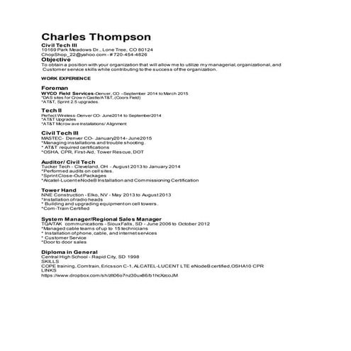 Charles thompson resume | DOCX