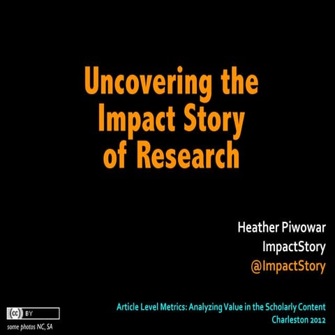 Short version: Uncovering the Impact Story of Research | PDF