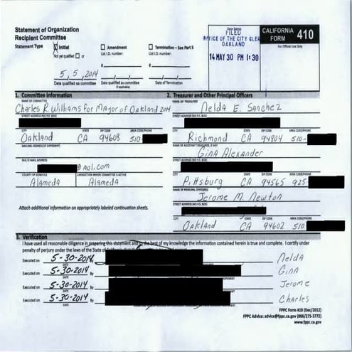 Charles Williams FPPC Form 410 | PPT