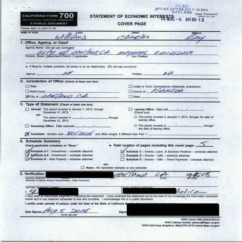 Charles Williams FPPC Form 700 | PDF
