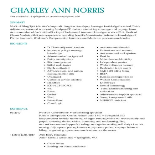 Charley ann norris resume 1 (1) | PDF