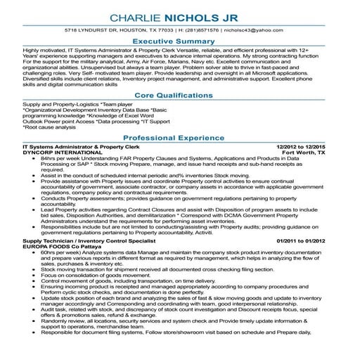 Charlie nichols jr resume brand new | PDF