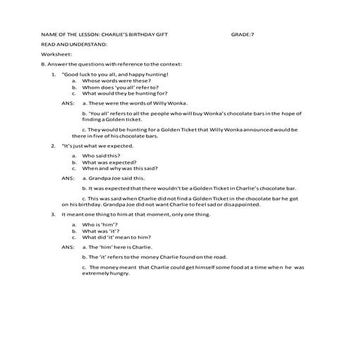 Charlie notes | DOCX | Desserts and Baking | Food & Drink