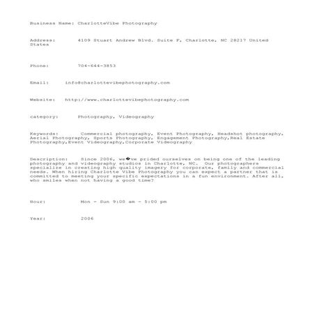 Charlotte vibe photography | TXT | Technology & Computing