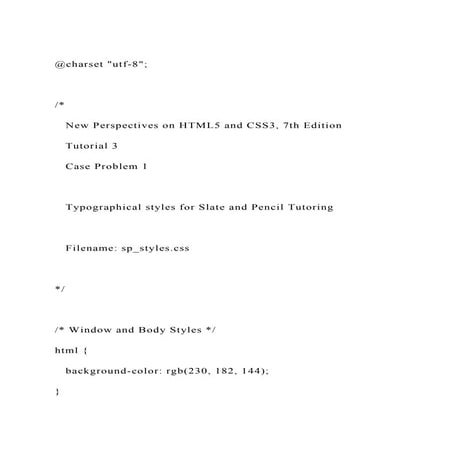 @charset utf-8; New Perspectives on HTML5 and CSS3,.docx