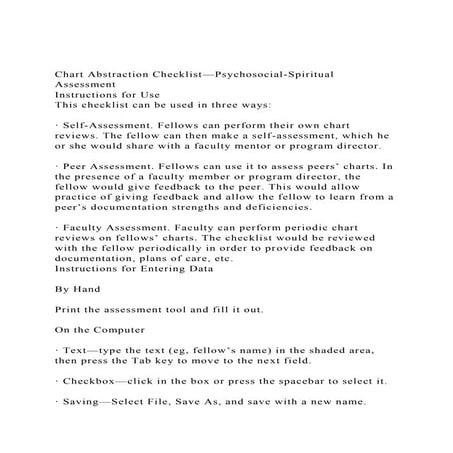 Chart Abstraction Checklist—Psychosocial-Spiritual Assessment .docx