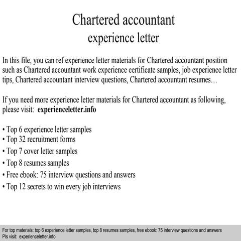 Chartered accountant experience letter | PPT