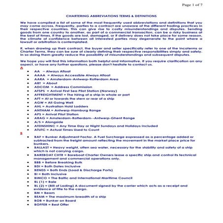 Chartering Term | PDF