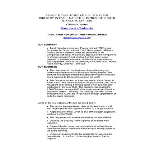 Case study of pulp-paper-industry | PDF