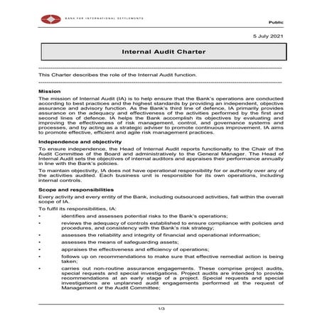 important charter for the internal audit | PDF