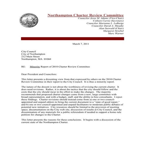 Charter Review Committee Minority Report | PDF