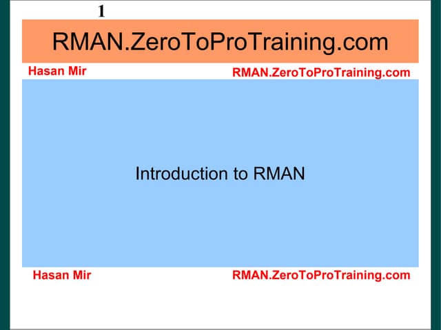 Introduction To Oracle Rman Backup And Recovery Tool Ppt 6041