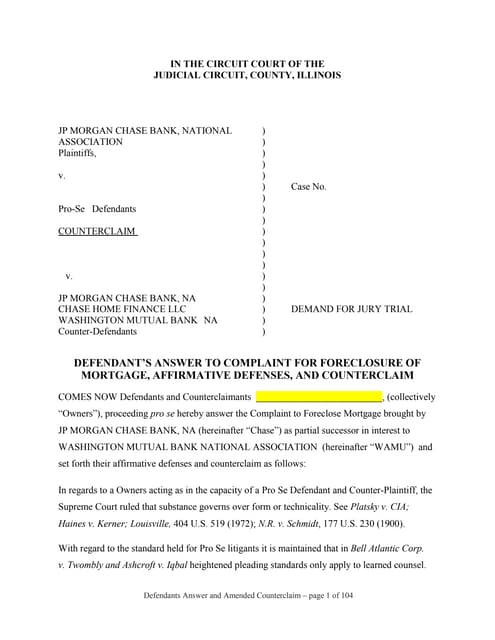 Answer counterclaim and 3rd party complaint | PDF