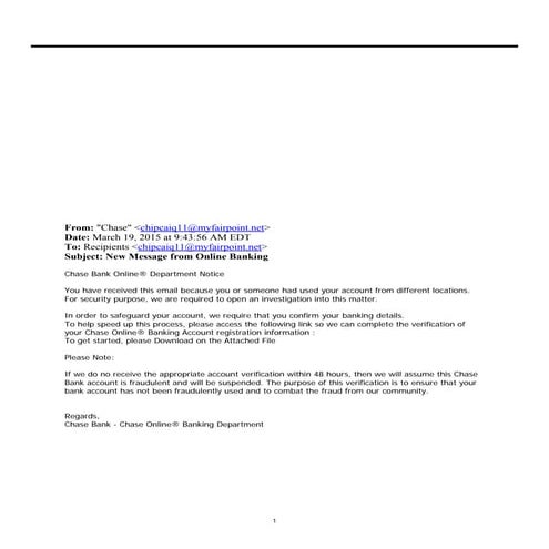 Chase phising mail example | PDF
