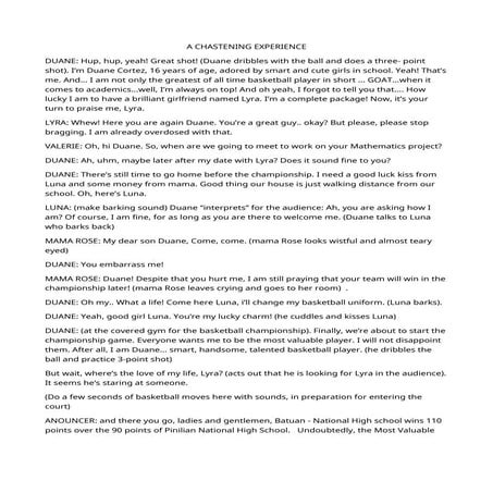 CHASTENING EXPERIENCE - an English piece for boys who loves sports | PDF