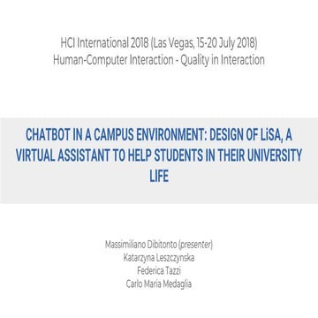 Chatbot in a Campus Enviroment: Design of LiSA, a Virtual Assistant To ...