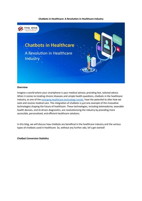 The Role of Chatbots in the Healthcare Industry | PPT