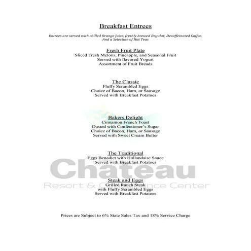 Chateau Banquet Menus | PDF