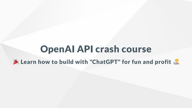 OpenAI API crash course | PDF OpenAI API crash course | PDF