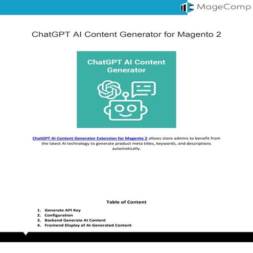ChatGPT AI Content Generator for Magento 2.pdf | Web Development | Internet