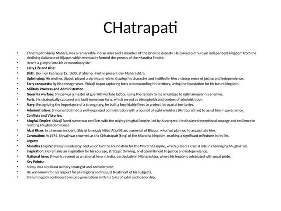 Shivaji Maharaj –The Great Indian Leader | PPTX | Hinduism | Religion ...